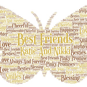 Personalised Butterfly Word Art Print Gift Wall Art Mum Teacher Mothers ...