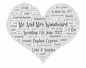 Wedding Word Art - Etsy