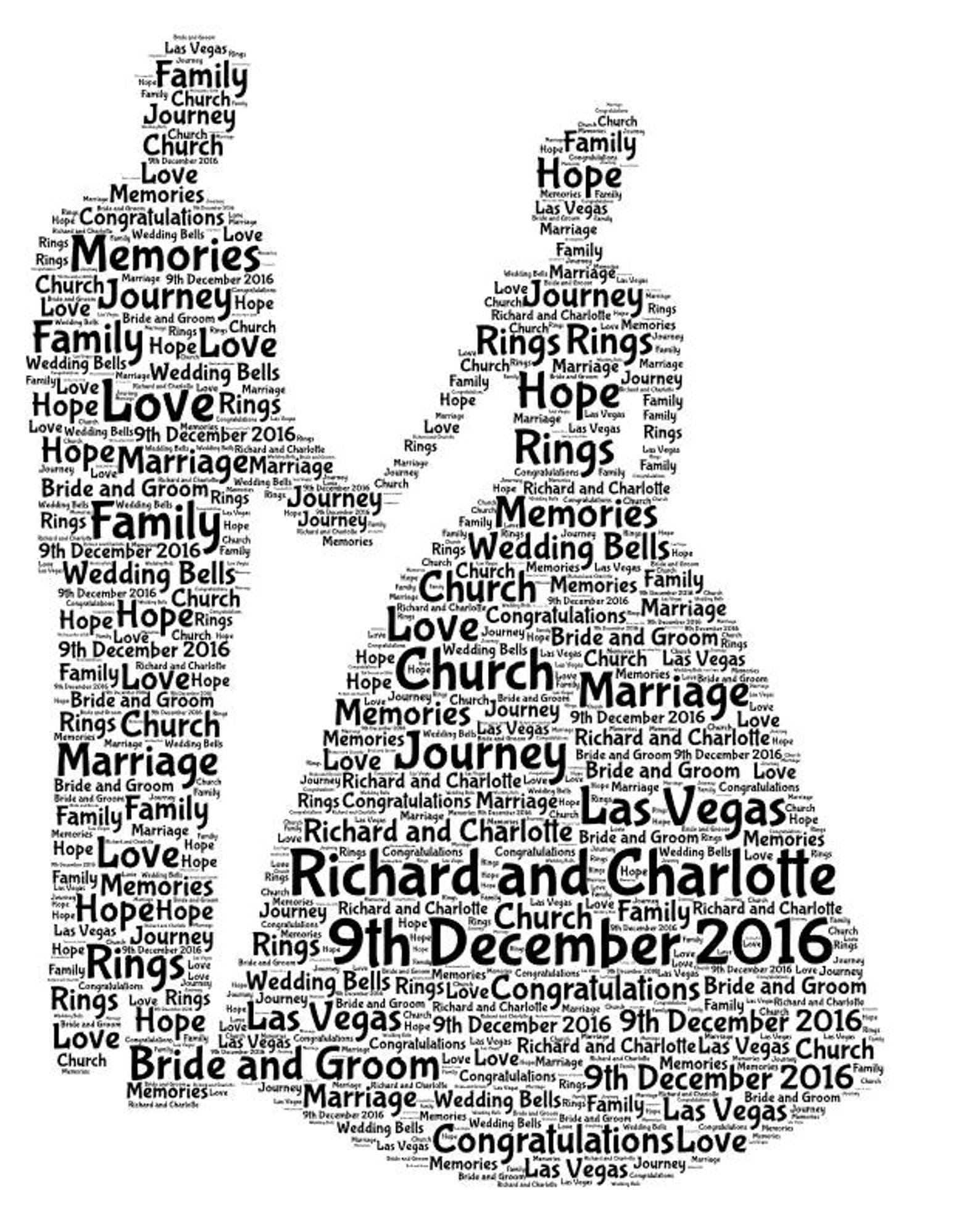 Personalized Bride and Groom Print Word Art Wedding Day - Etsy UK