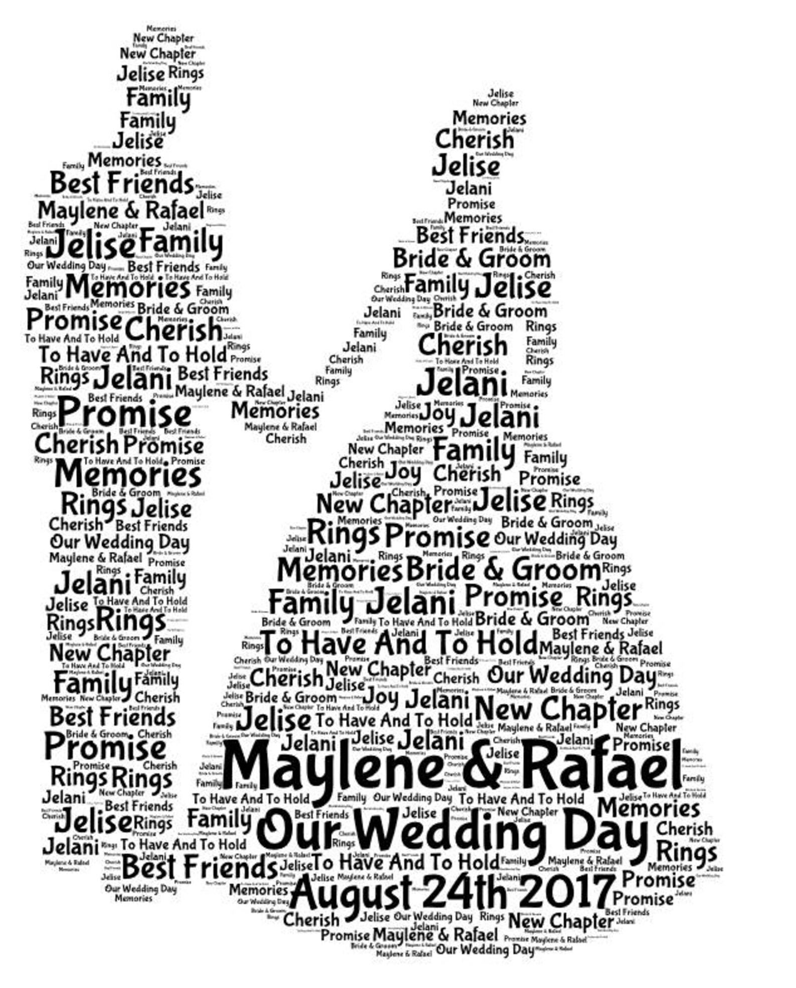 Personalized Bride and Groom Print Word Art Wedding Day - Etsy