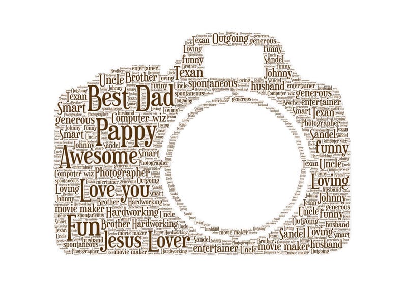 Personalised Camera Word Art Print Unique Gift Birthdays | Etsy