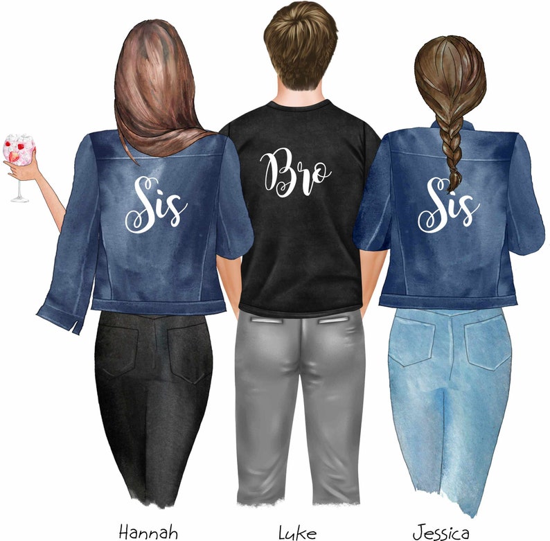 Personalised Custom Sisters and Brother Printfamily Gift - Etsy