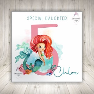 Personalised Greeting Card, Numbers 1-10, Mermaid Birthday, Gift Card ...