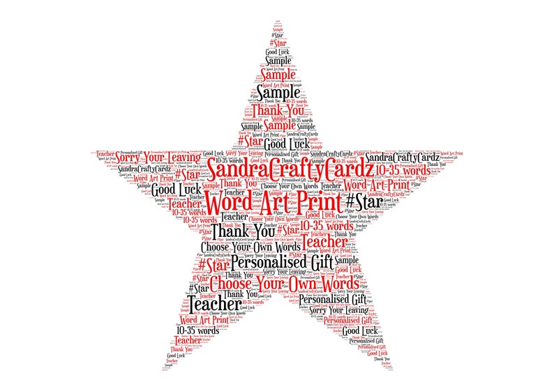 Stern Form personalisiertes Geschenk Word Art Print | Etsy