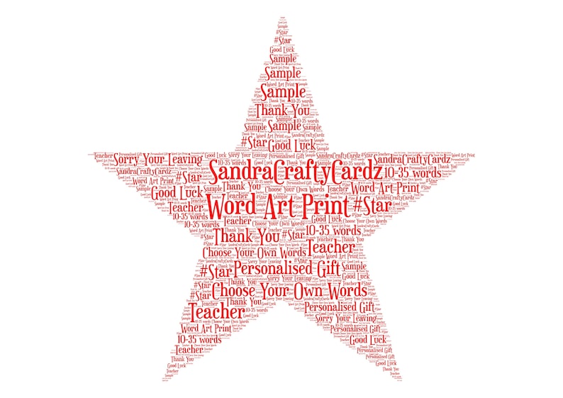 Stern Form personalisiertes Geschenk Word Art Print | Etsy