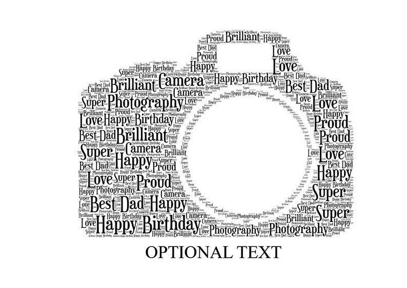 Personalised Camera Word Art Print Unique Gift Birthdays | Etsy