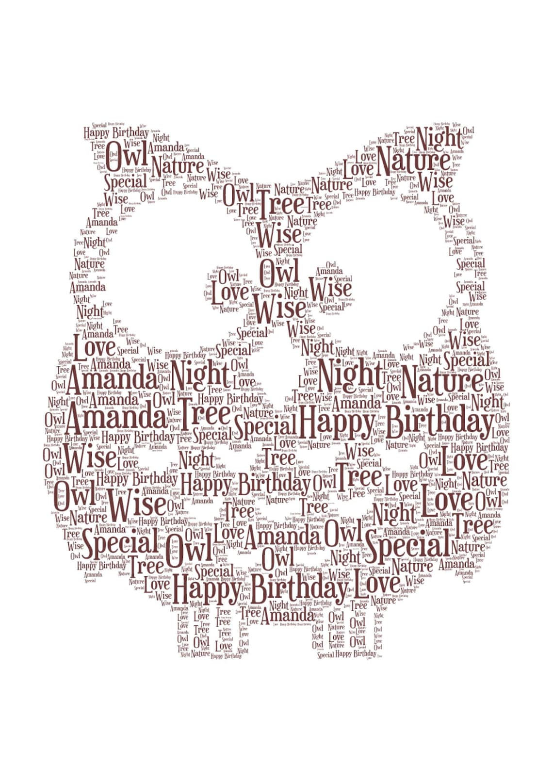 Personalised Owl Word Art Print Thank You Teacher Gift | Etsy UK