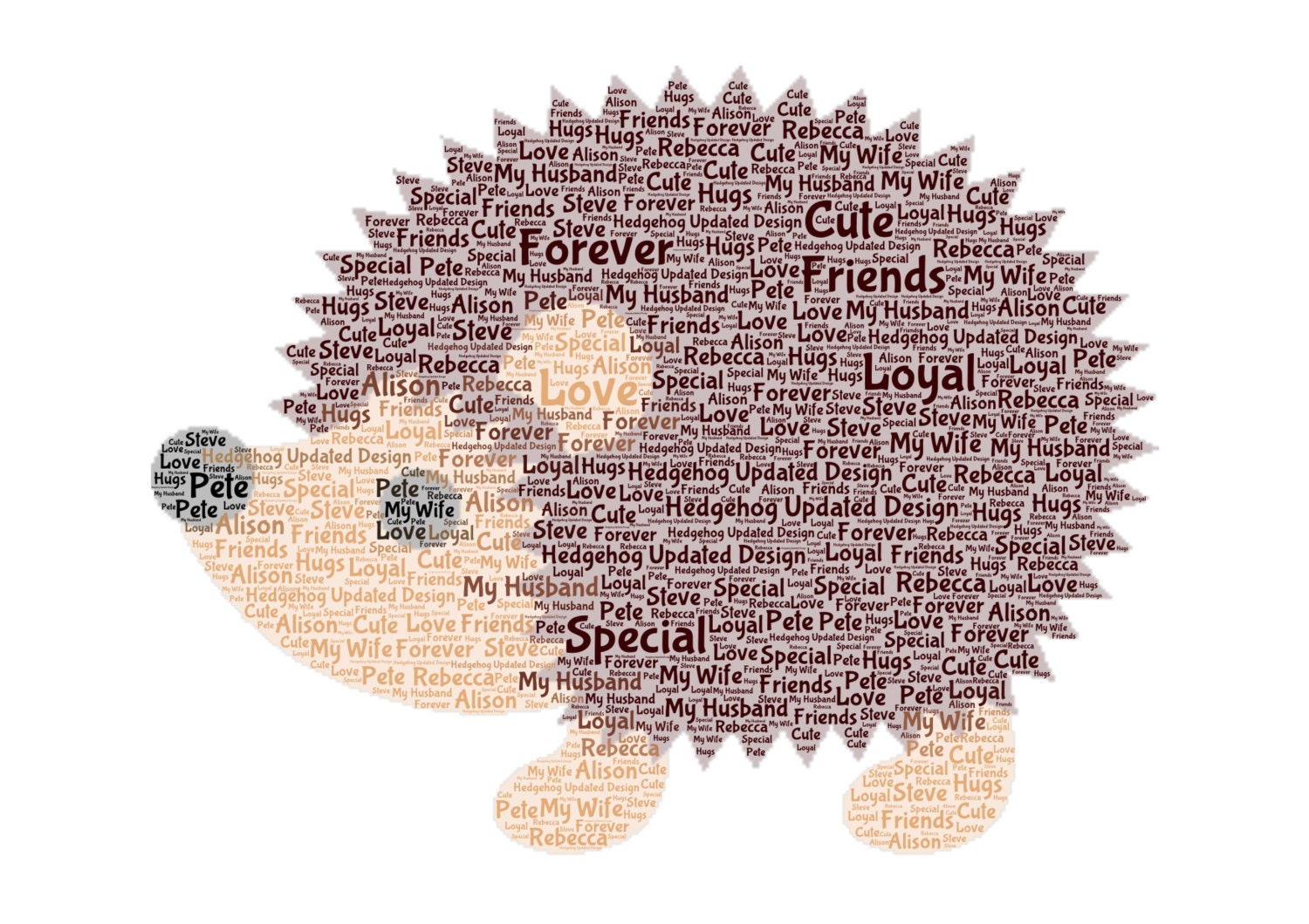 Personalised Hedgehog Word Art Hedgehog Print Christmas | Etsy UK