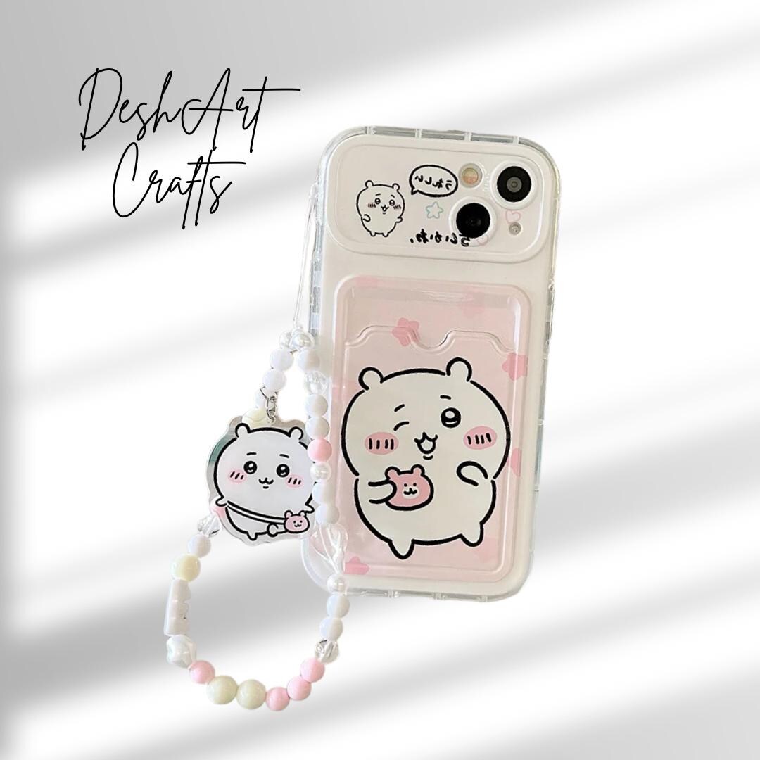Cute Cartoon Anime Chiikawa Card Wallet Phone Case With Lanyard for ...