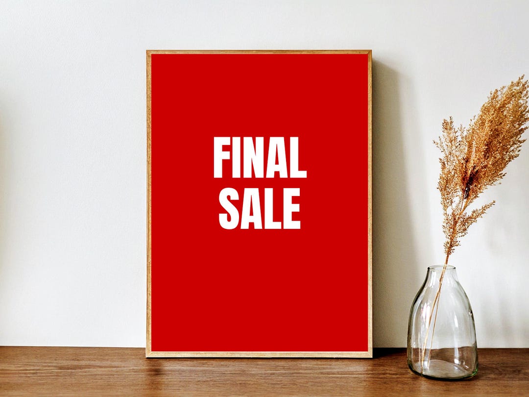 Printable Final Sale Sign, Red While Bold Boutique Poster for Store ...