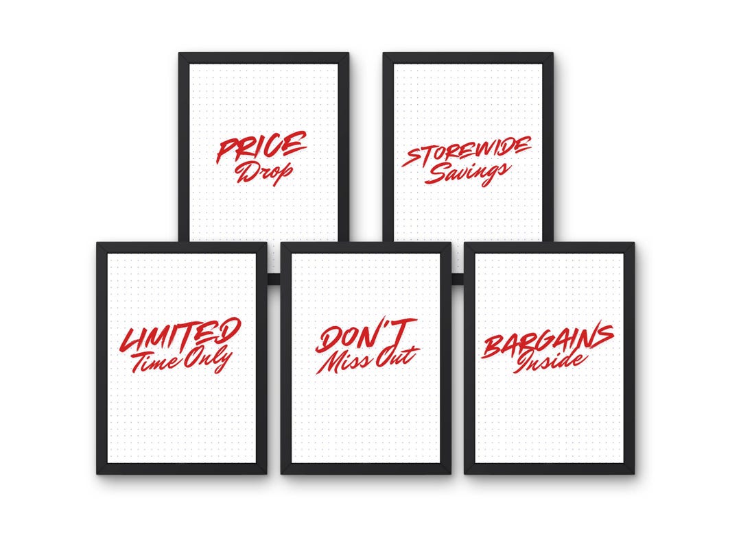 Bundle of Printable Sale Sign Download, Red Store Promotion Poster ...