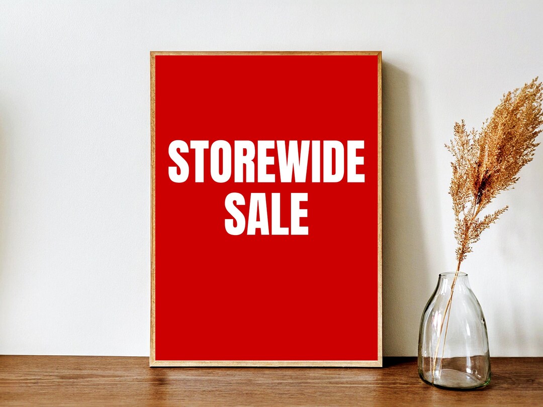 Printable Storewide Sale Sign, Red While Bold Boutique Poster for Store ...
