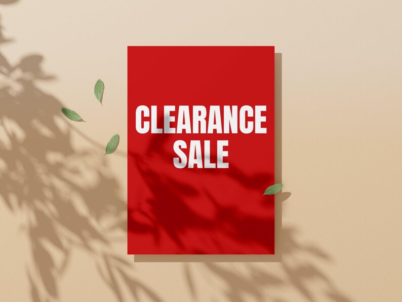 Printable Clearance Sale Sign, Red While Bold Boutique Poster for Store ...