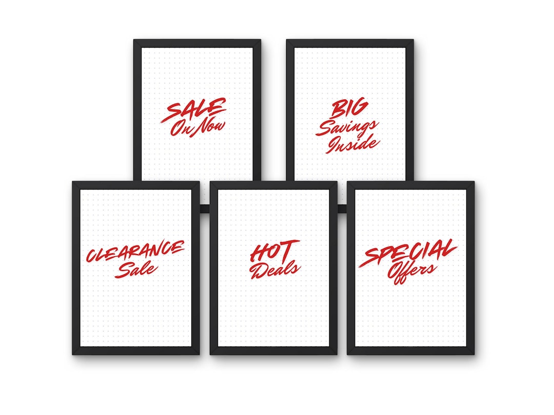 Bundle of Printable Sale Sign Download, Red Store Promotion Poster ...