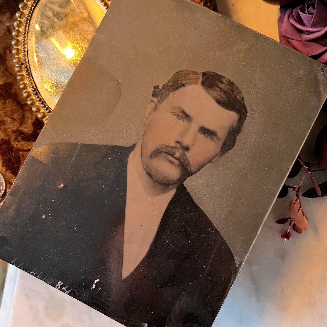 Antique Large Hand-tinted Tintype Ferrotype Photograph Man Civil War ...