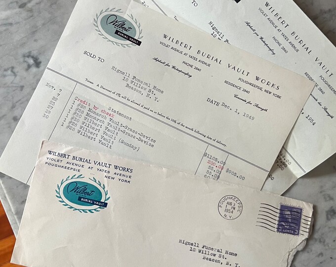 Vintage 1950s Wilbert Burial Vault Works Letterhead Invoice Mid Century ...