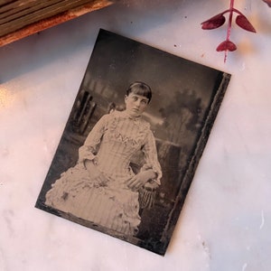 1800s Tintype Ferrotype Photograph Girl Stripes Victorian Tintype ...