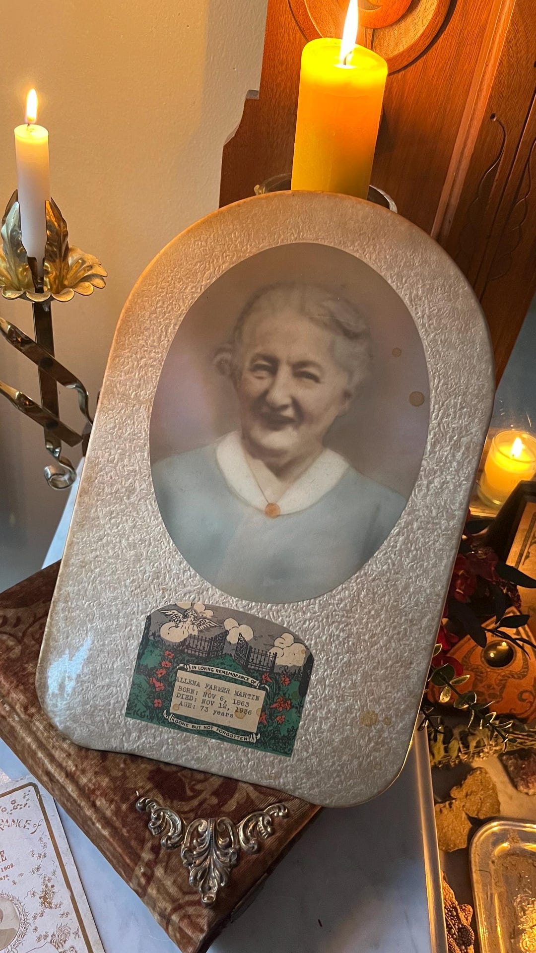 Antique 1930s Celluloid Memorial Funeral Wall Art Memorial Plaque Rare ...