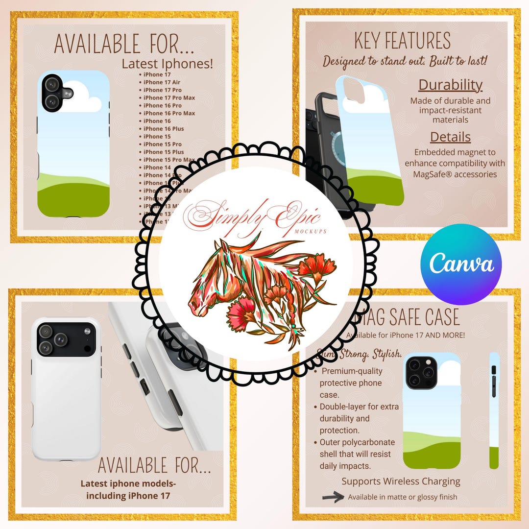 Magsafe Tough Phone Case Mockup Key Features, Tough Case Dual Layer ...