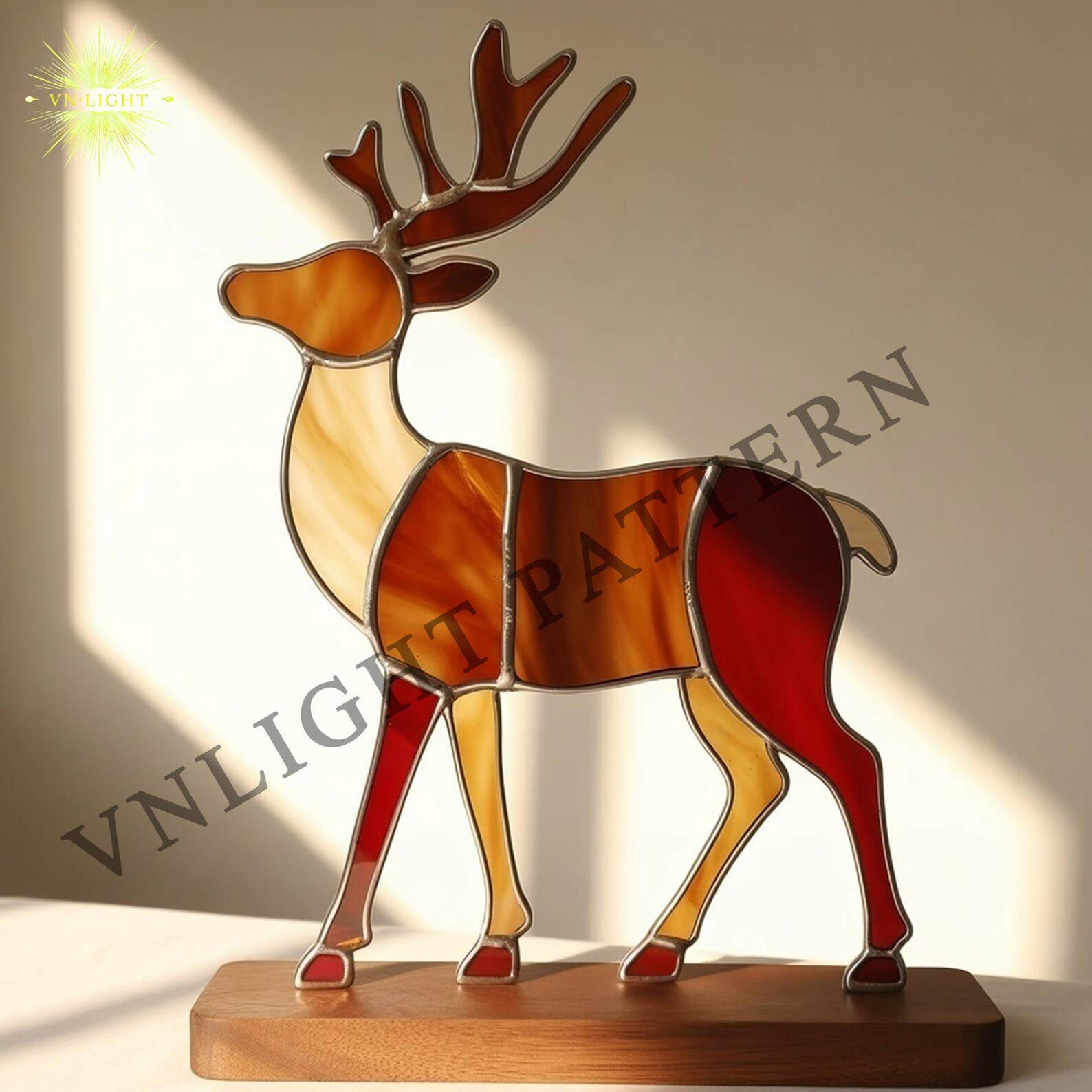 Digital Download Reindeer Stained Glass Pattern, Stained Glass Flower ...