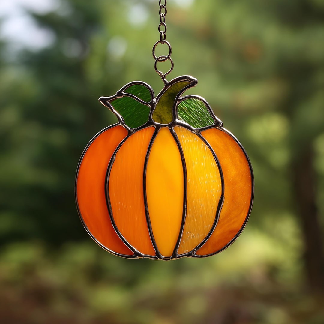 Digital Download Halloween Pumpkin Stained Glass Pattern, Stained Glass ...