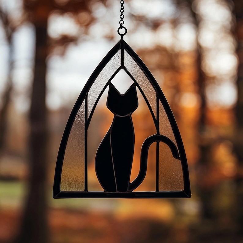 Digital Download Halloween Black Cat Stained Glass Pattern, Stained ...