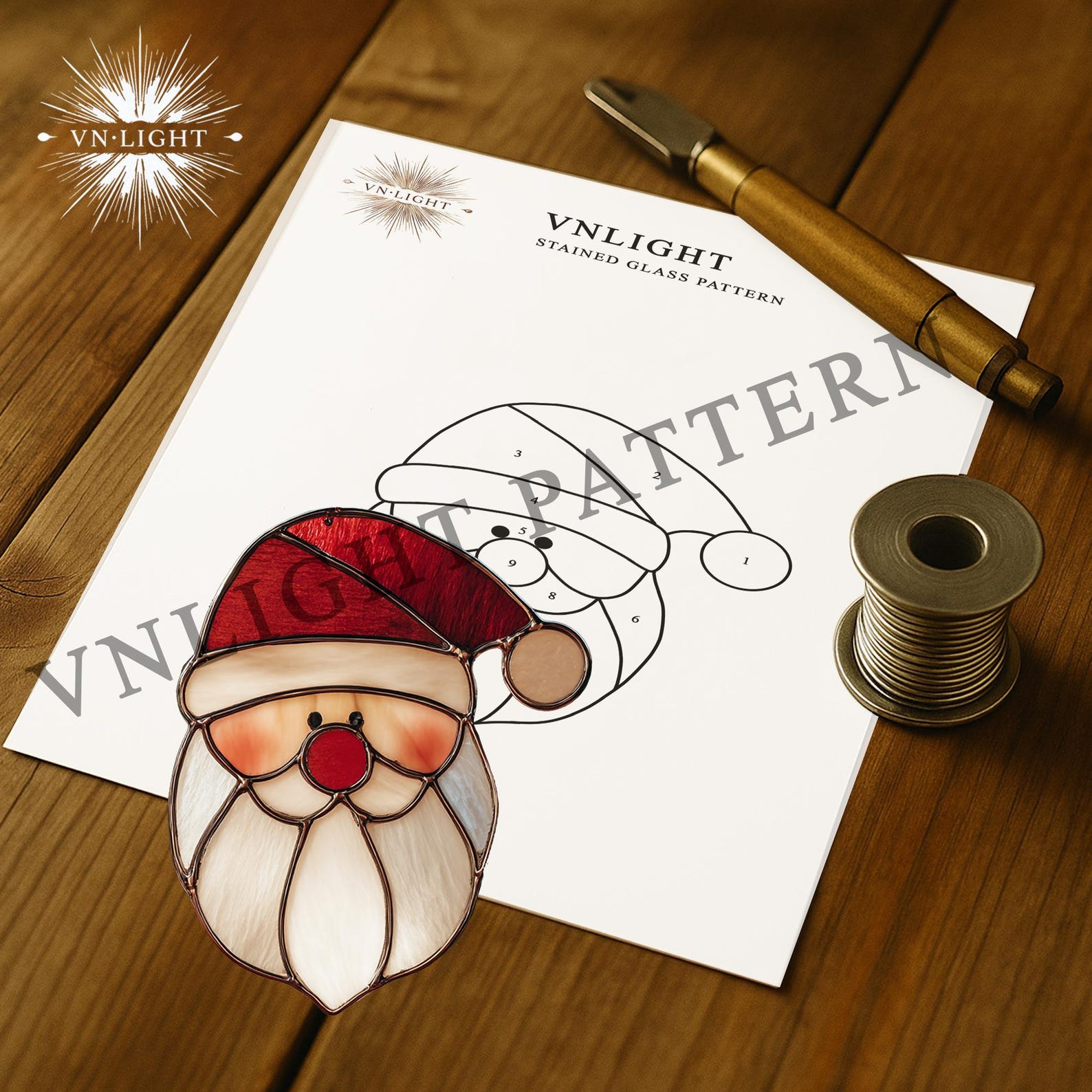 Digital Download Christmas Santa Claus Glass Pattern, Stained Glass ...