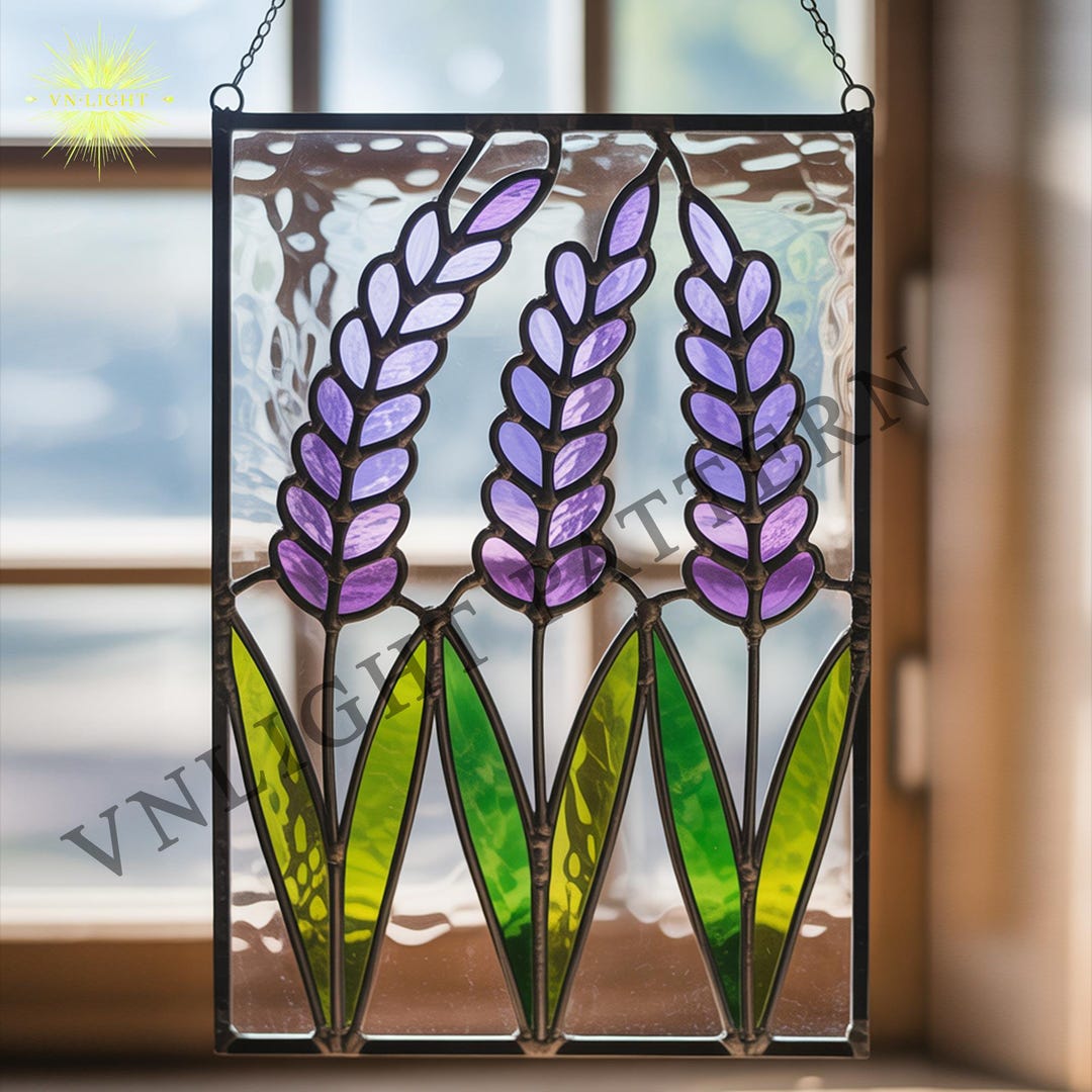 Digital Download Lavender Flower Panel Flower Stained Glass Pattern ...