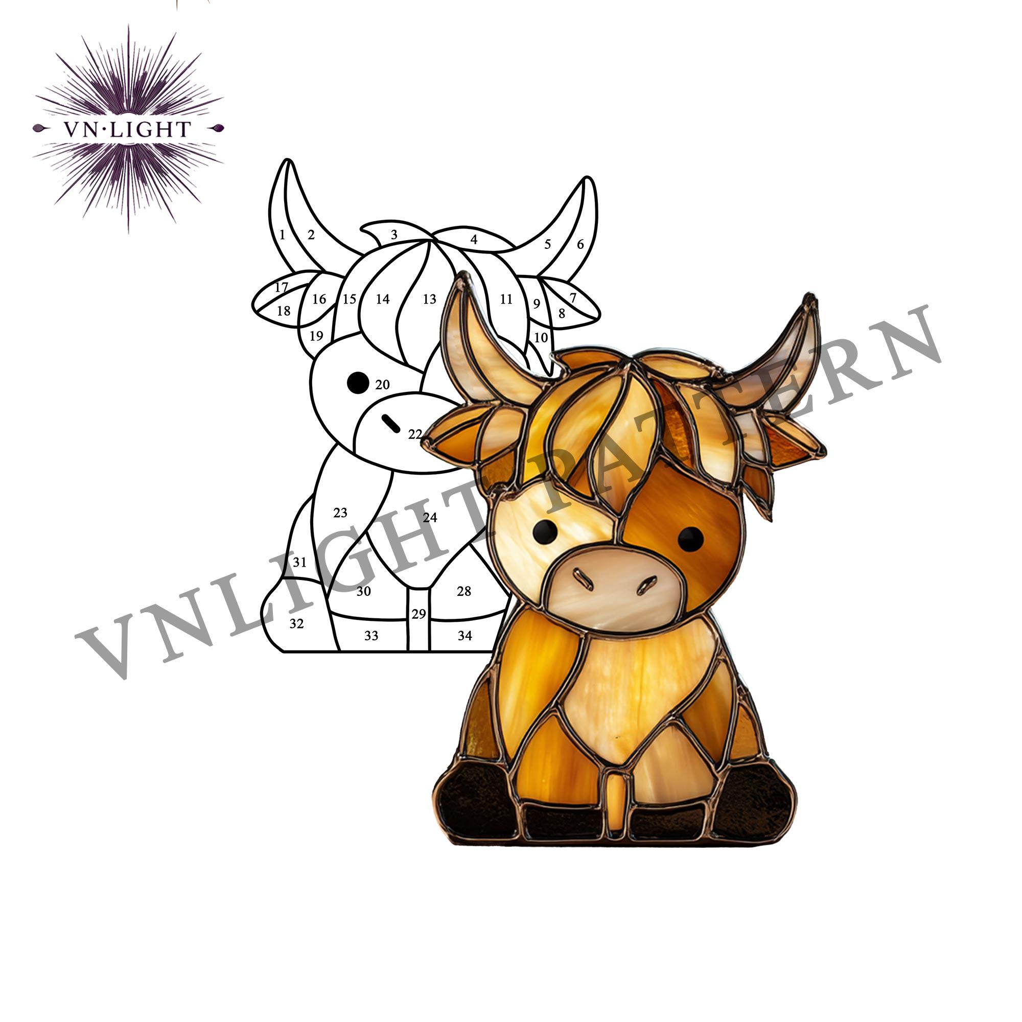 Digital Download Highland Cow Stained Glass Pattern, Stained Glass ...
