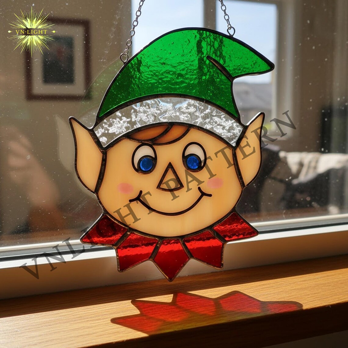 Digital Download Christmas Elf Stained Glass Pattern, Stained Glass ...