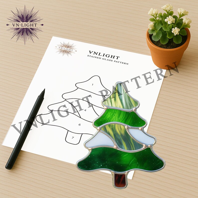 Digital Download Christmas Tree Stained Glass Pattern, Stained Glass ...