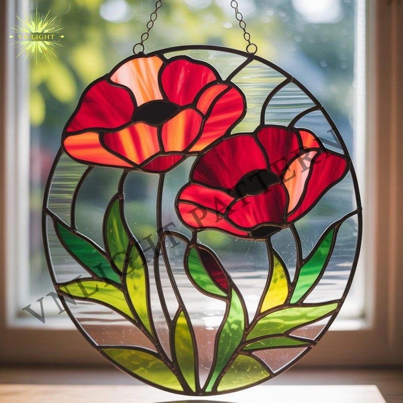 Stained Glass Poppy - Etsy