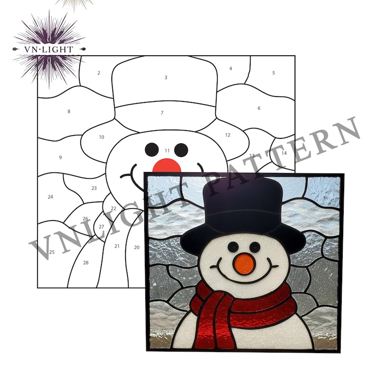 Digital Download Christmas Snowman Panel Stained Glass Pattern, DIY ...