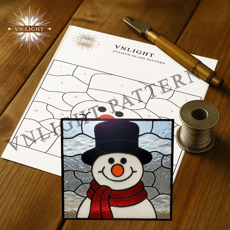 Digital Download Christmas Snowman Panel Stained Glass Pattern, DIY ...