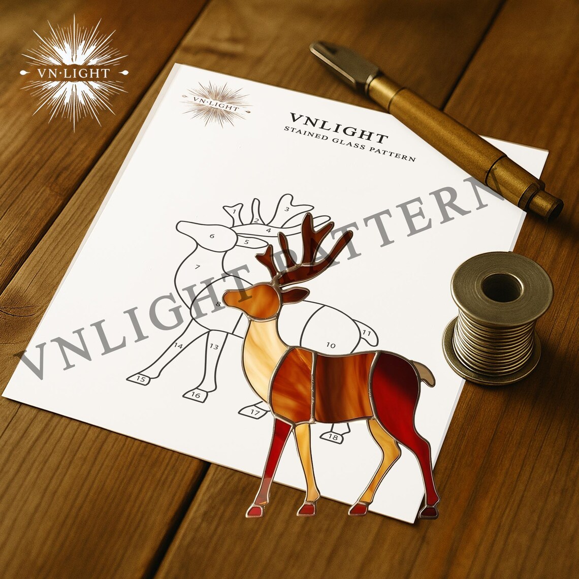 Digital Download Reindeer Stained Glass Pattern, Stained Glass Flower ...