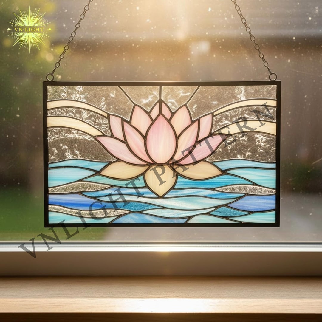 Digital Download Lotus Panel Stained Glass Pattern, Stained Glass ...