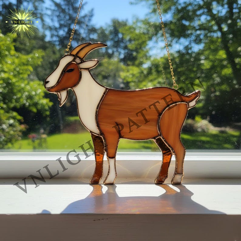Digital Download Goat Stained Glass Pattern, Stained Glass Flower, DIY ...