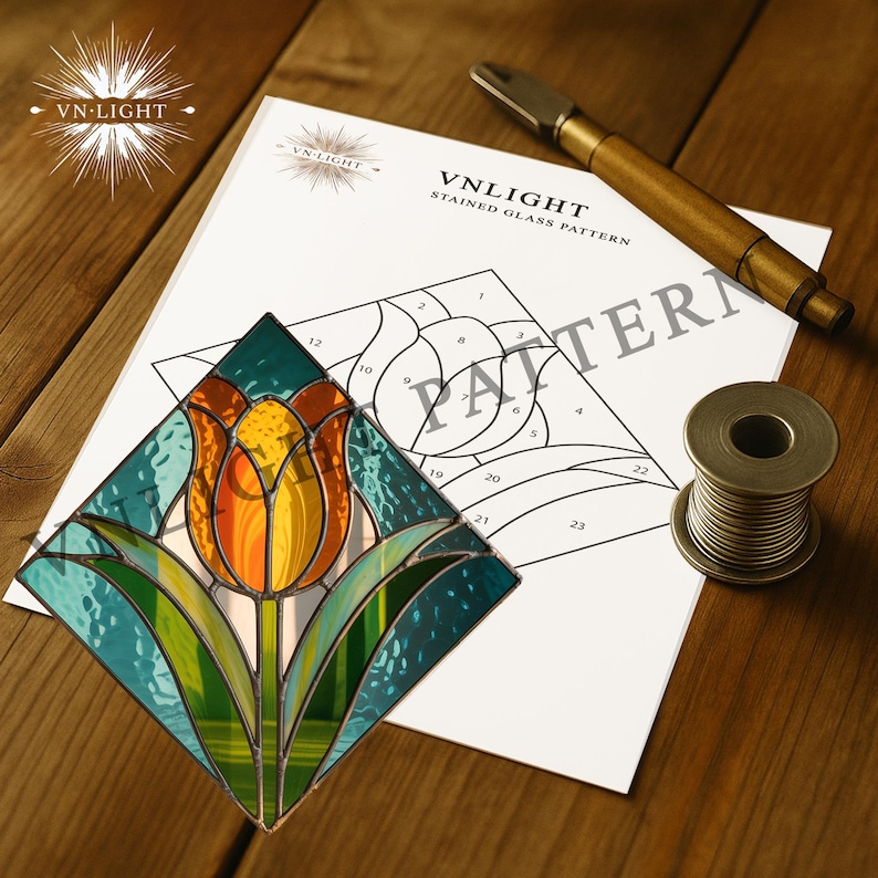 Digital Download Tulip Panel Stained Glass Pattern, Stained Glass ...