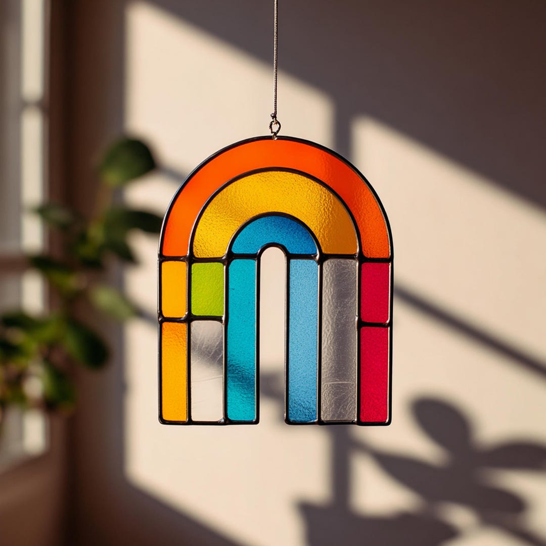 Digital Download Rainbow Stained Glass Pattern, Stained Glass Flower ...