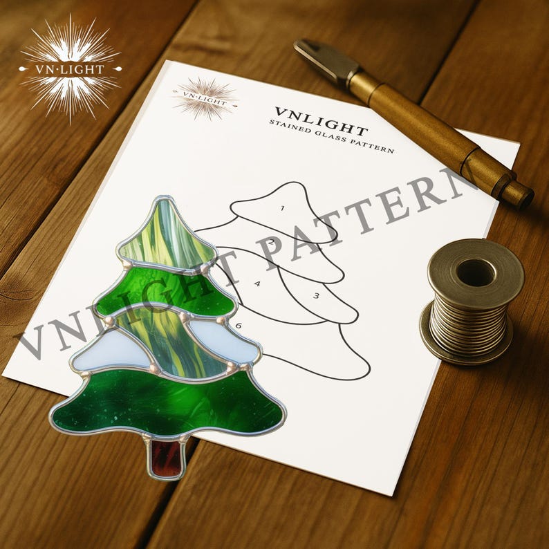 Digital Download Christmas Tree Stained Glass Pattern, Stained Glass ...