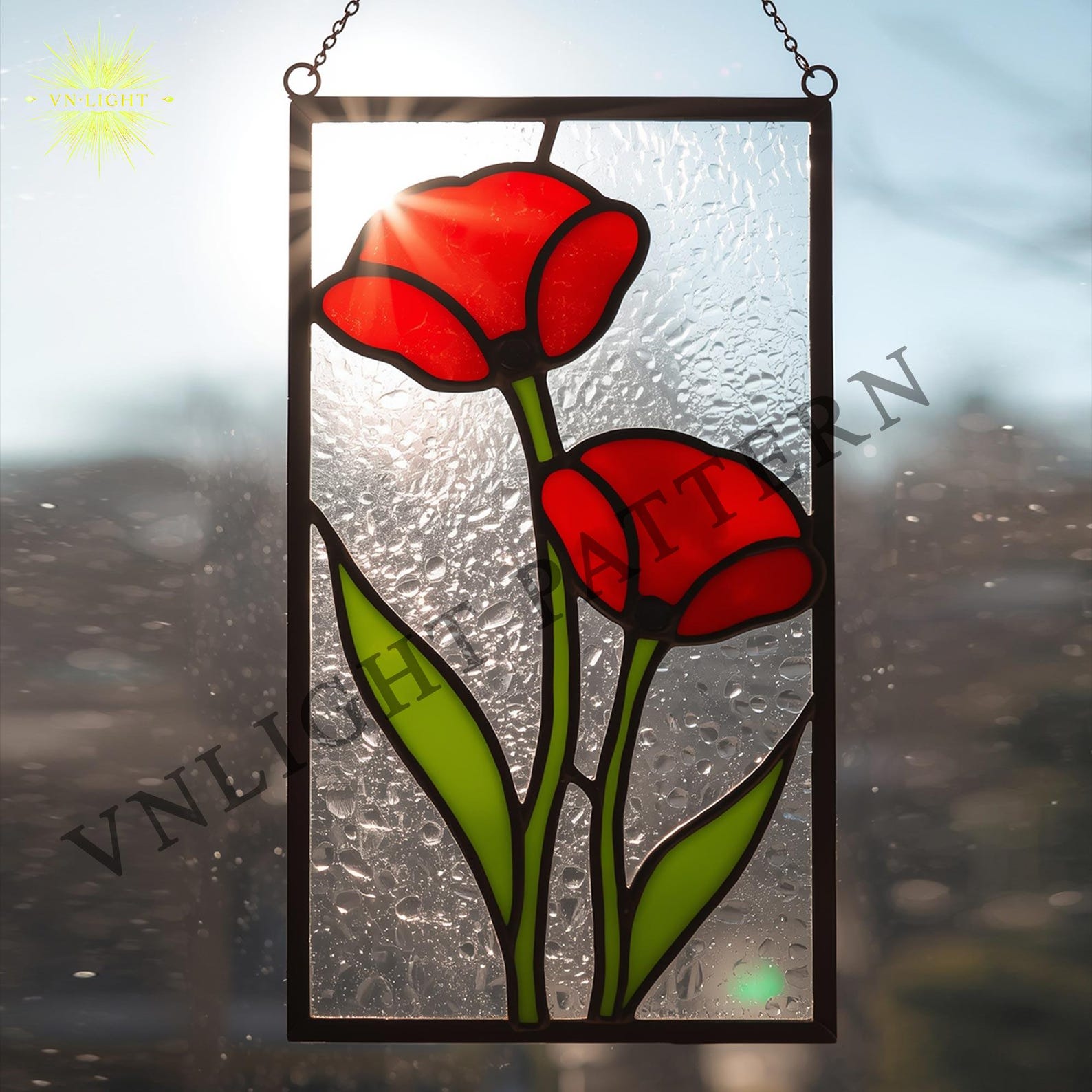 Digital Download Poppy Panel Stained Glass Pattern, Stained Glass ...