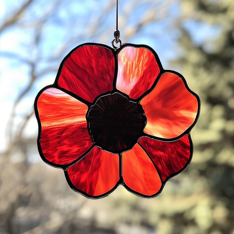 Digital Download Poppy Stained Glass Pattern, Stained Glass Flower, DIY ...