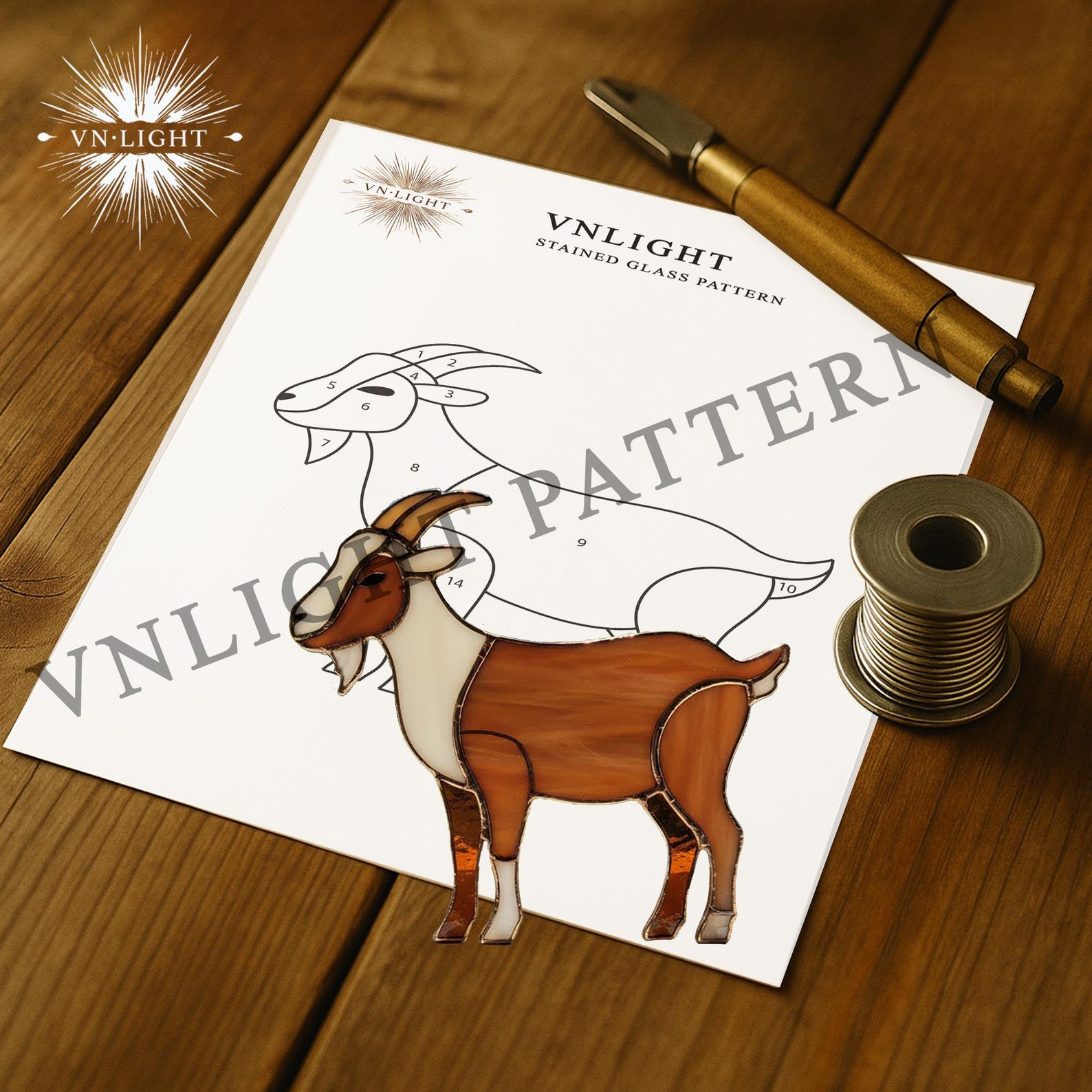 Digital Download Goat Stained Glass Pattern, Stained Glass Flower, DIY ...