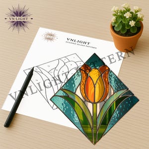 Digital Download Tulip Panel Stained Glass Pattern, Stained Glass ...
