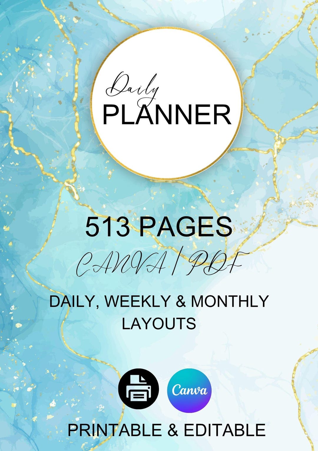 Light Blue Daily Planner: Minimalist A4 Printable (PDF Download - Etsy