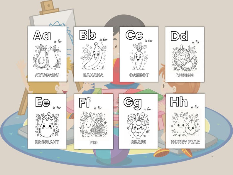 Vegetables & Fruits A–Z Coloring Pages | Printable Alphabet Coloring ...