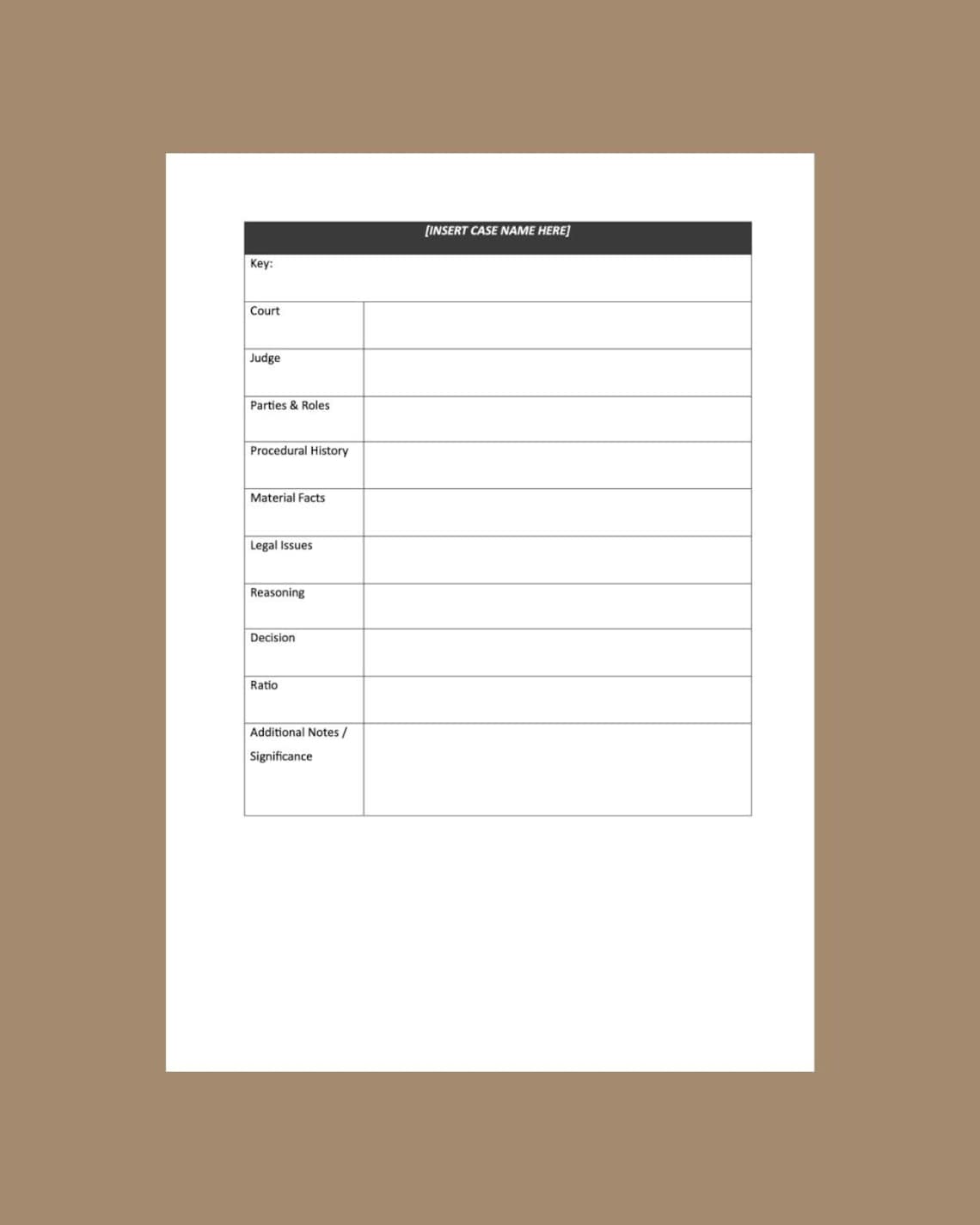 Editable Law School Case Brief Template | Download PDF and Word for ...