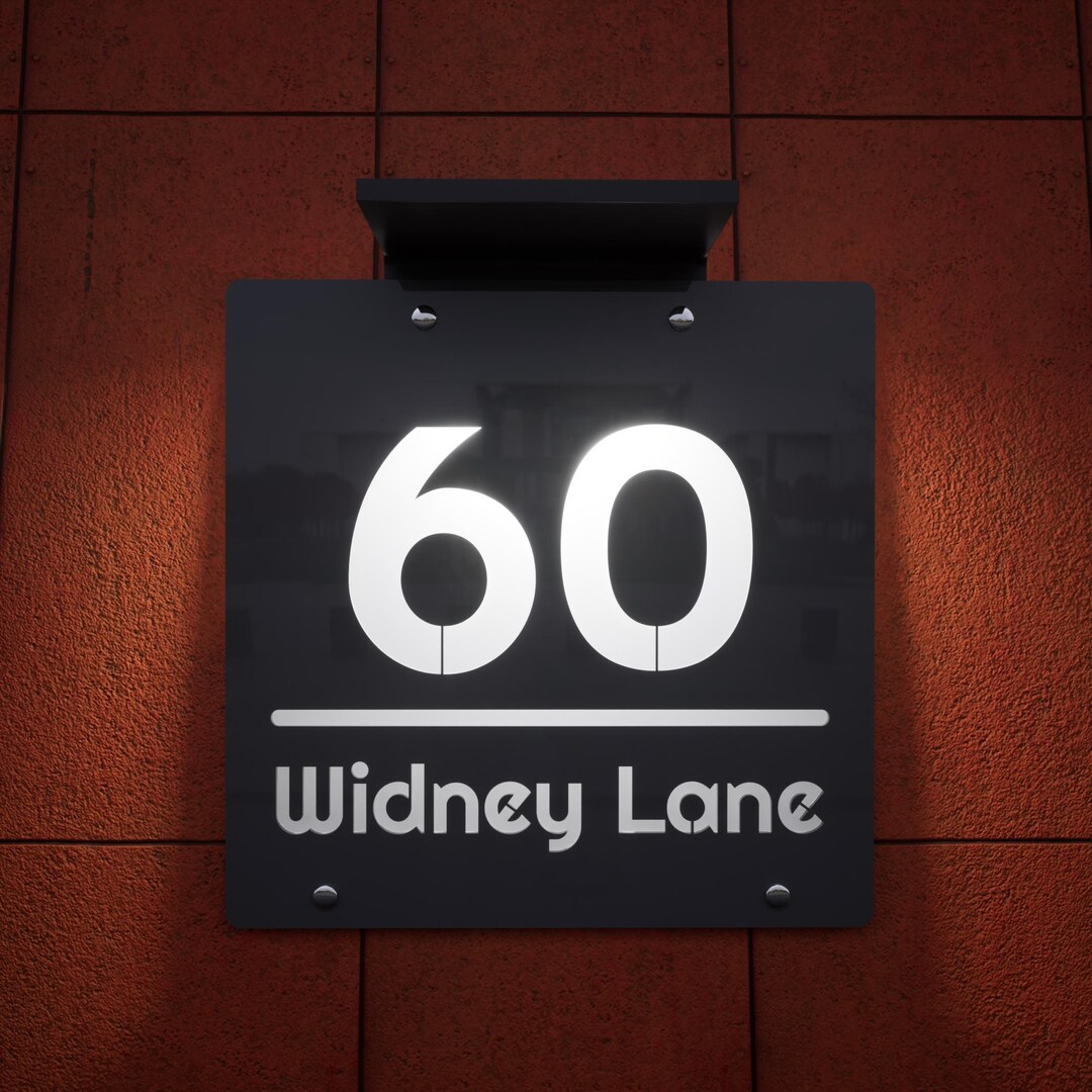 Solar Address Sign | No Wiring Installation | Custom House Numbers ...