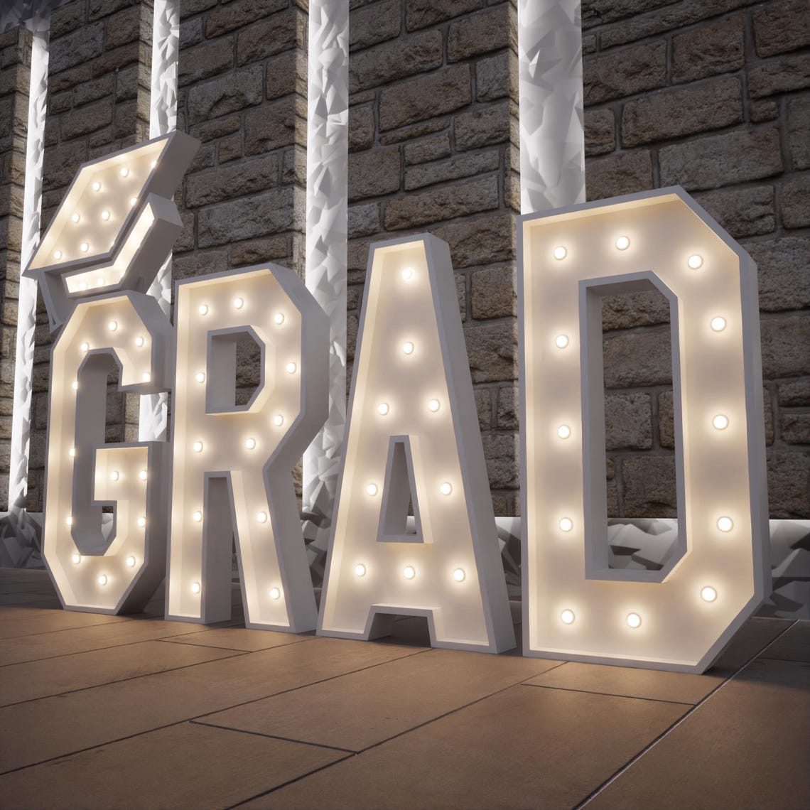 GRAD Marquee Letters 4ft 3ft LED Light Up, Graduation Party Decor ...