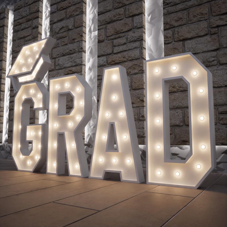 GRAD Marquee Letters 4ft 3ft LED Light Up, Graduation Party Decor ...